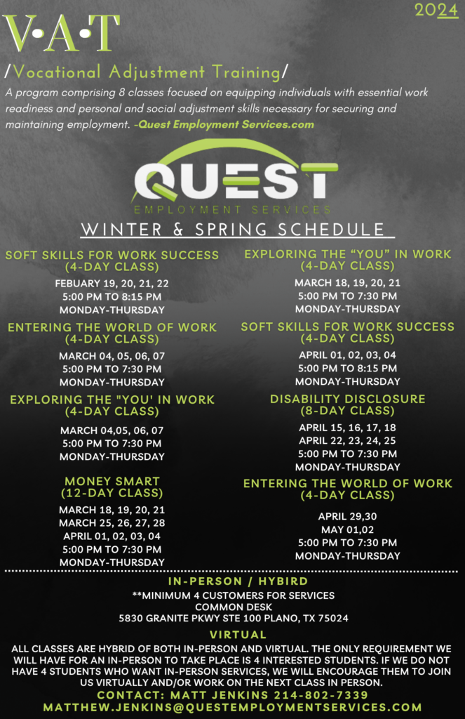 Vocational Adjustment Training – Quest Employment Services